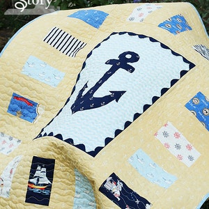 PDF Quilt Pattern "anchors Away" Simple Modern Baby Quilt Pattern - Etsy
