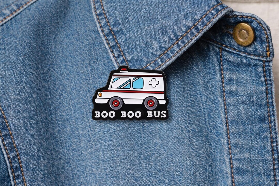 Boo Boo Bus Ambulance Enamel Pins Funny Paramedic Medical Stethoscope ...