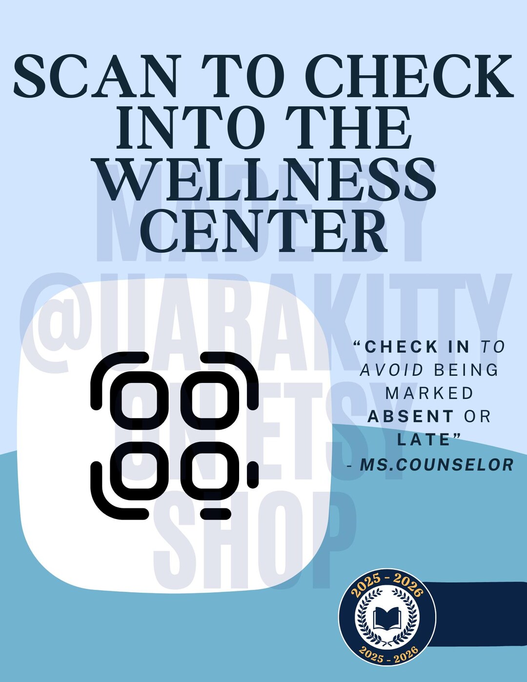 Scan to Check Into Wellness Center Template Mental Health Editable NO ...