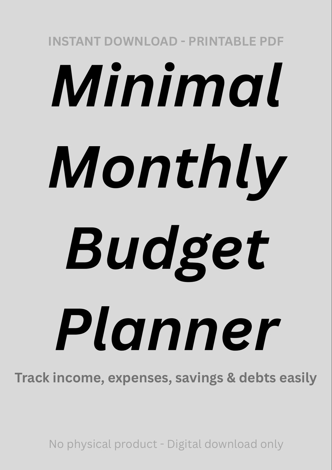Minimal Monthly Budget Planner Printable | Expense Tracker PDF ...