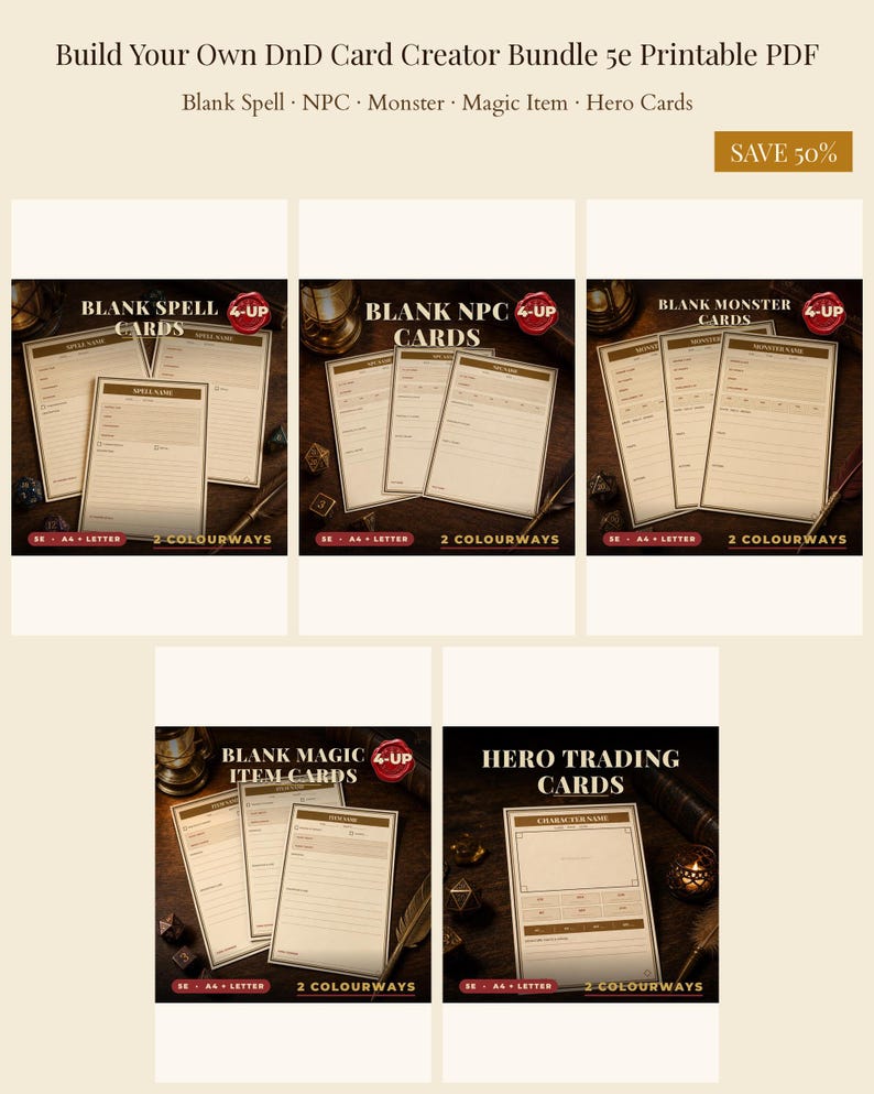 Build Your Own Dnd Card Creator Bundle 5e Printable PDF | Blank Spell ...