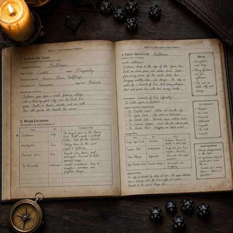 Dnd Worldbuilding Workbook Printable - 94 Page DM Campaign Planner 5e ...