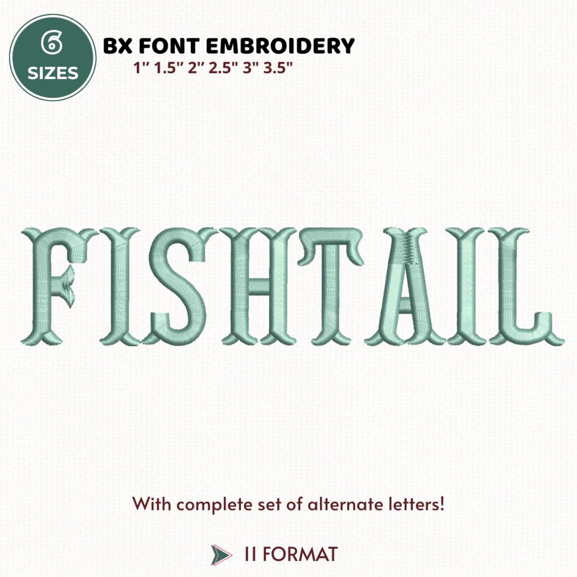Fishtail Machine Embroidery Font, Fishtail Monogram Embroidery Font ...
