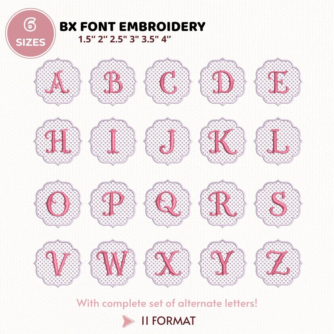 Embossed Monogram Embroidery Font, BX Included Embroidery Font, Floral ...