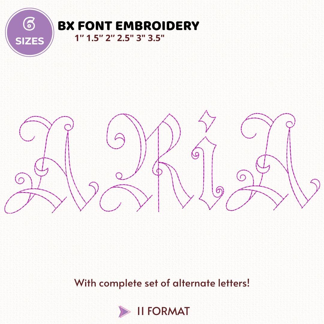 Aria Cursive Machine Embroidery Font, Monogram Script Alphabet, Satin ...