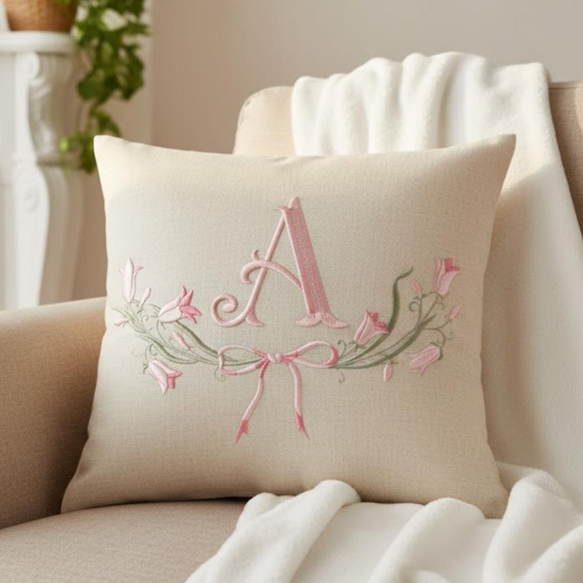 Fishtail Monogram With Floral Frame Embroidery Design, BX Font (digital ...