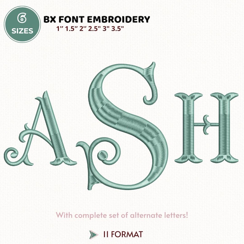 Fishtail Monogram Embroidery Design, BX Font (digital Download), 5 ...