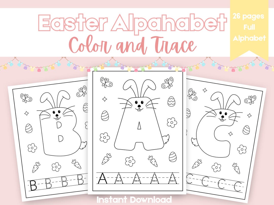 Easter Alphabet Coloring Pages Printable | ABC Color and Trace ...