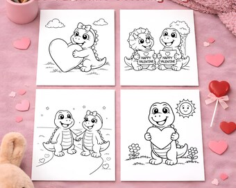 20 Valentine Coloring Pages | Cute Dino Valentine Coloring Book ...