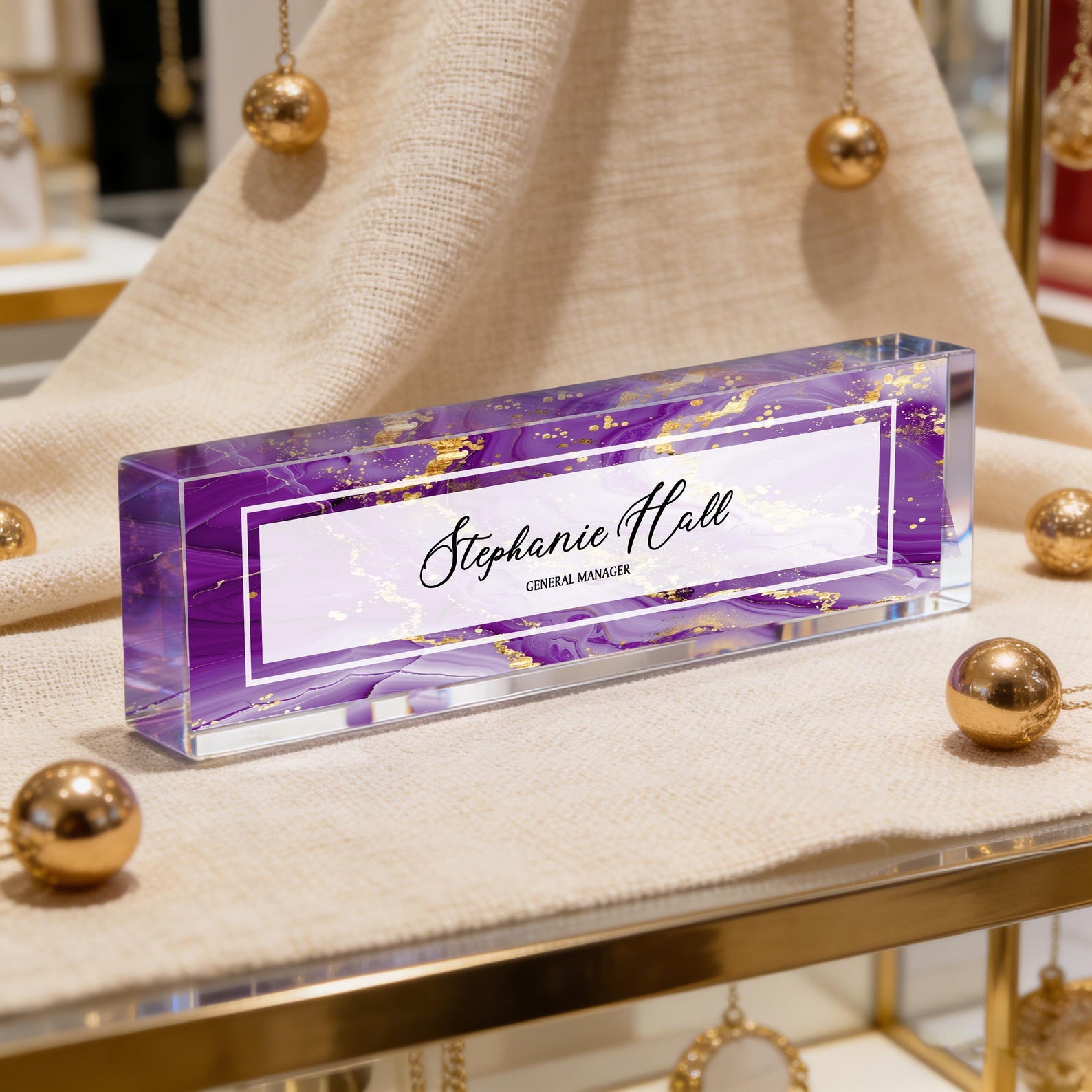 Personalized Acrylic Desk Plaque, Custom Name Plate Block, Executive ...