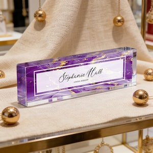 Personalized Acrylic Desk Plaque, Custom Name Plate Block, Executive ...