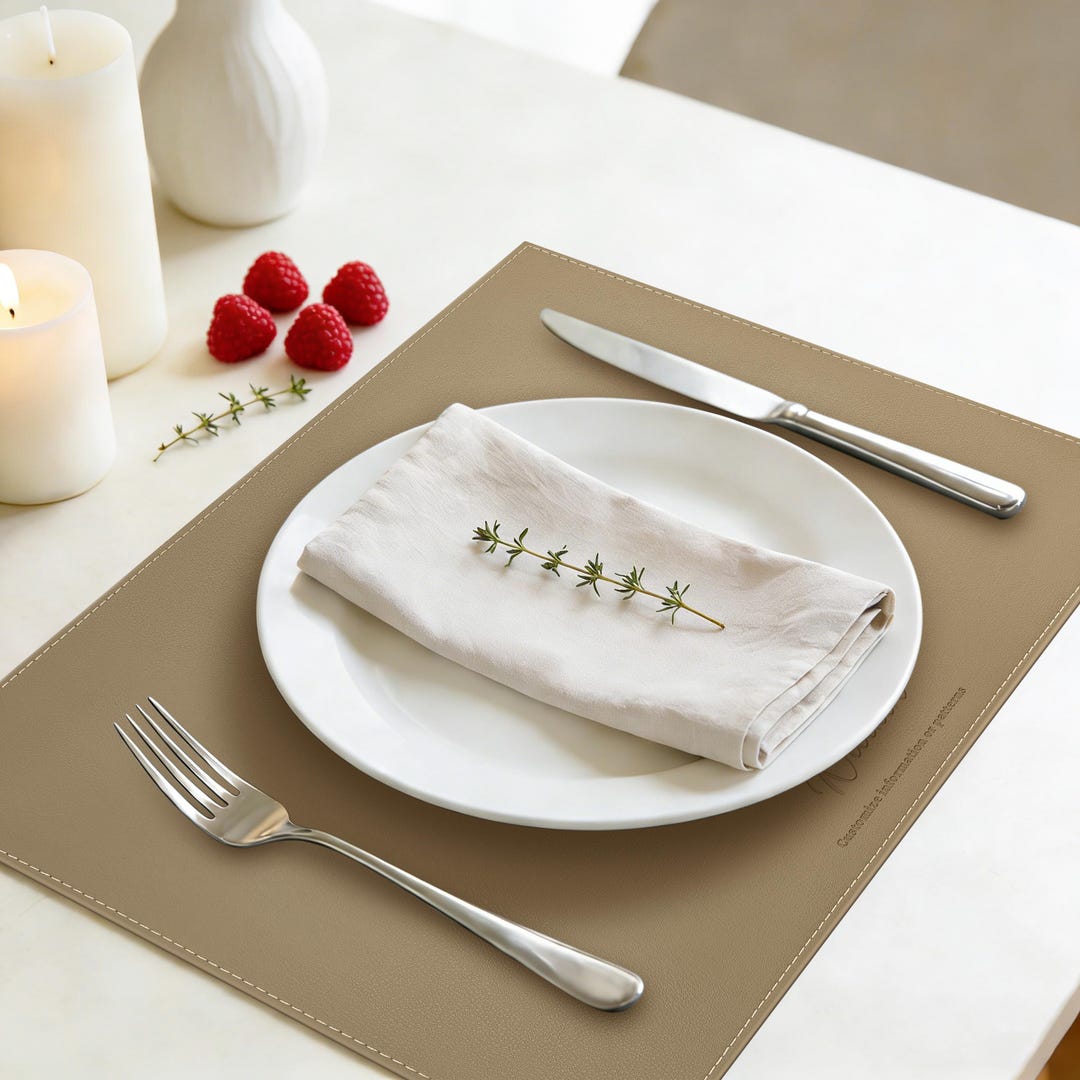 Custom Leather Placemats Set of 6 – Wipeable Table Mats for Restaurant ...