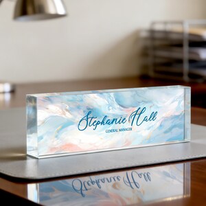 Personalized Acrylic Desk Plaque, Custom Name Plate Block, Executive ...