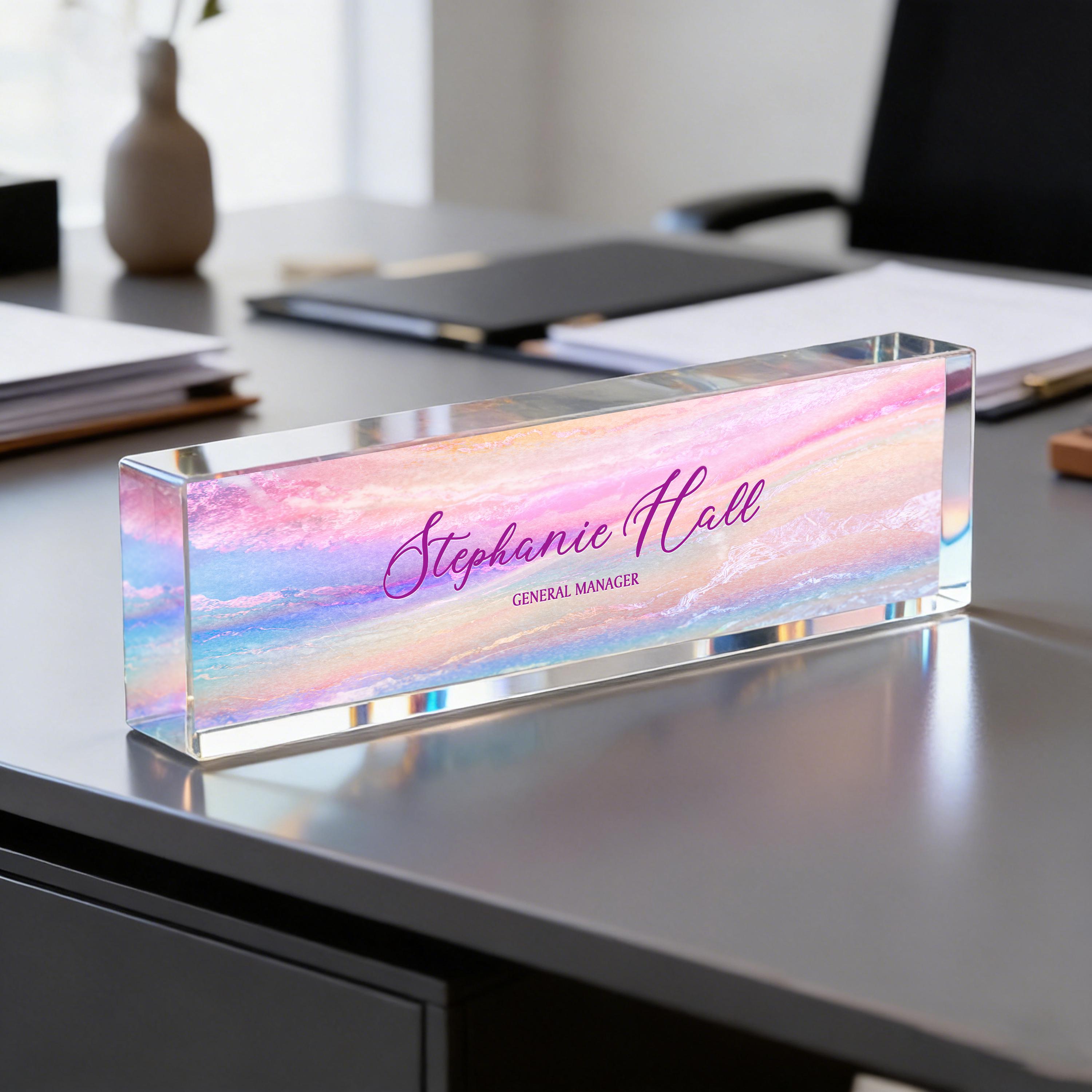 Personalized Acrylic Desk Plaque, Custom Name Plate Block, Executive ...