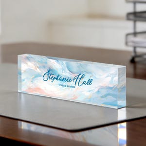 Personalized Acrylic Desk Plaque, Custom Name Plate Block, Executive ...
