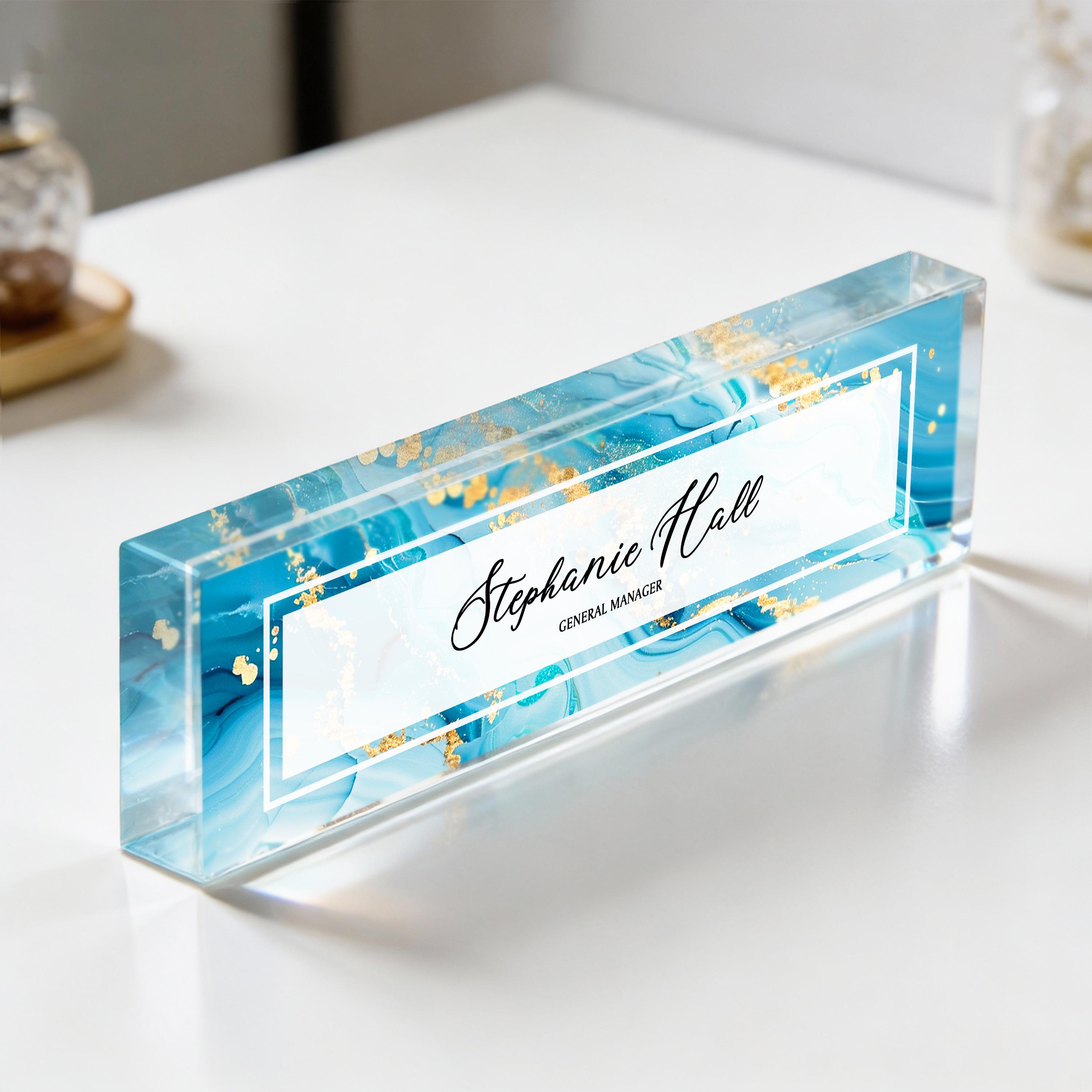 Personalized Acrylic Desk Plaque, Custom Name Plate Block, Executive ...