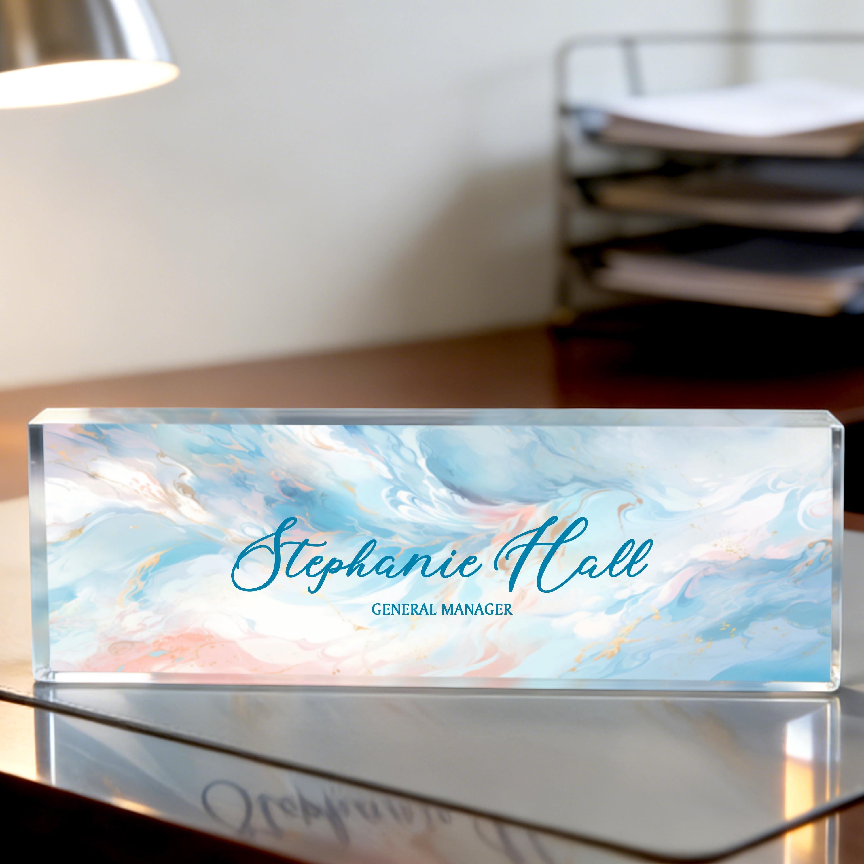 Personalized Acrylic Desk Plaque, Custom Name Plate Block, Executive ...