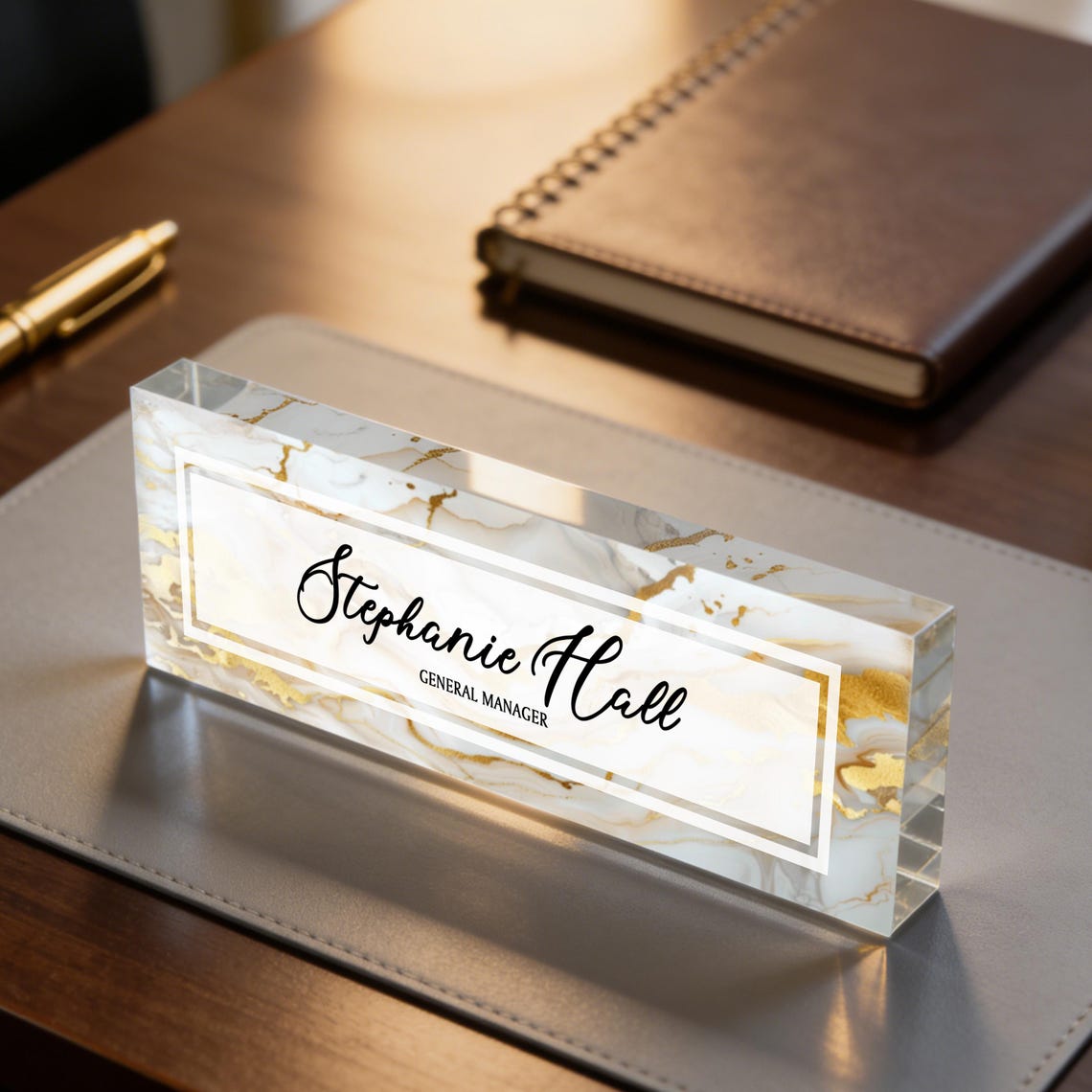 Personalized Acrylic Desk Plaque, Custom Name Plate Block, Executive ...
