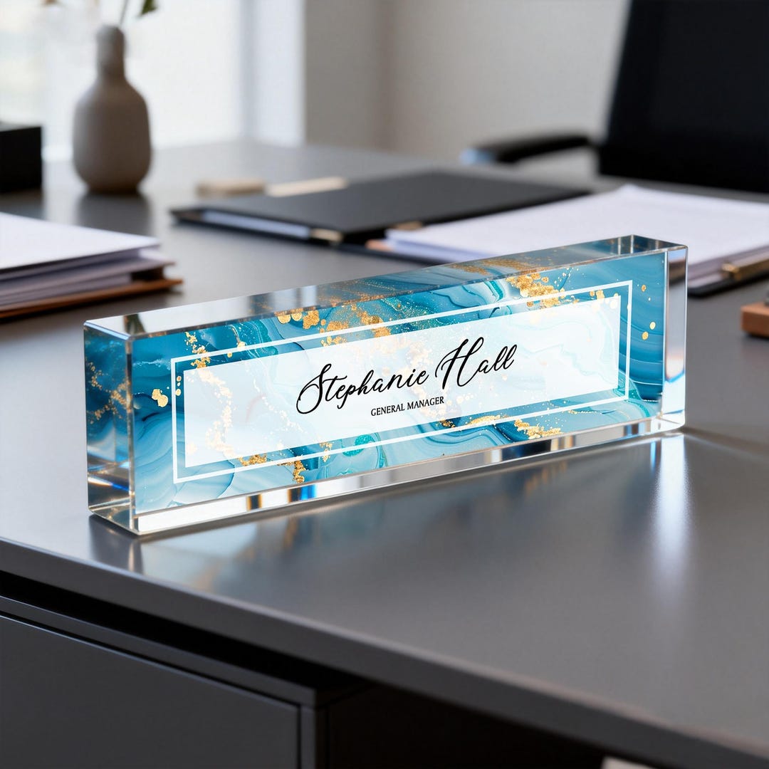 Personalized Acrylic Desk Name Plate, Custom Office Decor - Etsy