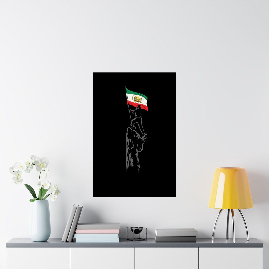 Lion and Sun Flag Poster | Persian Lion Emblem Matte Vertical Poster ...