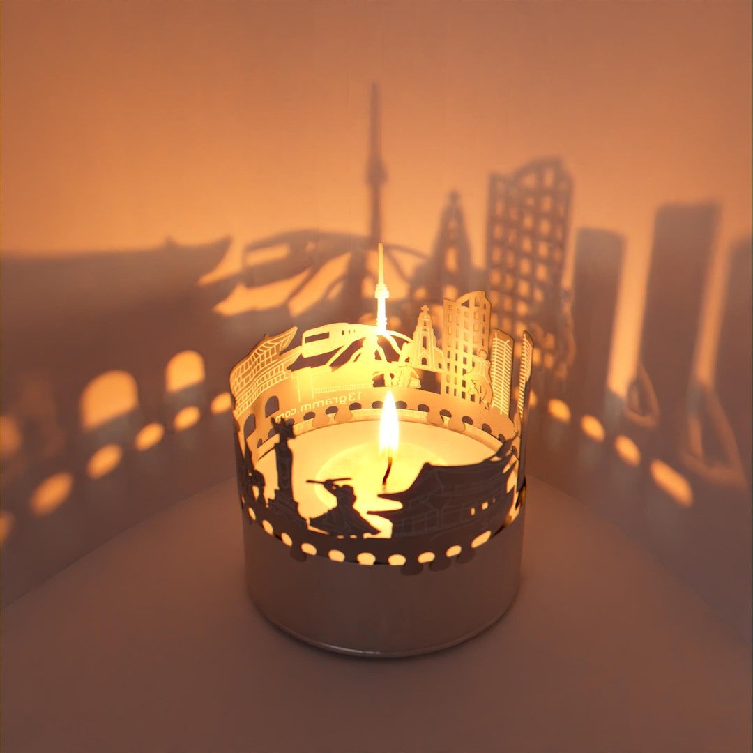 Seoul Skyline Shadow Play - Lantern Candle Attachment for Stunning Room ...