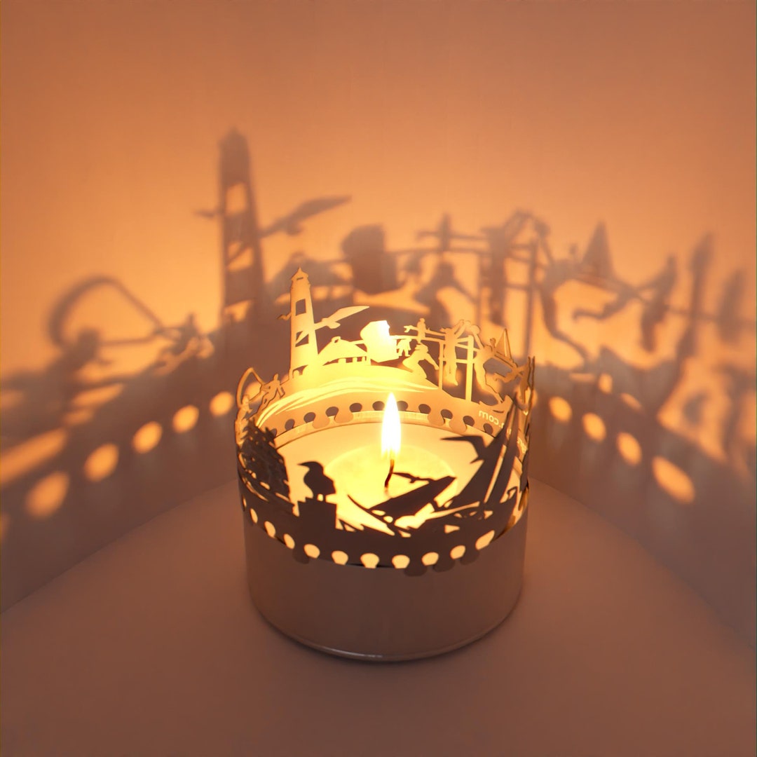 Ocean Shadow Play: Coastal-themed Candle Attachment for Beautiful Room ...