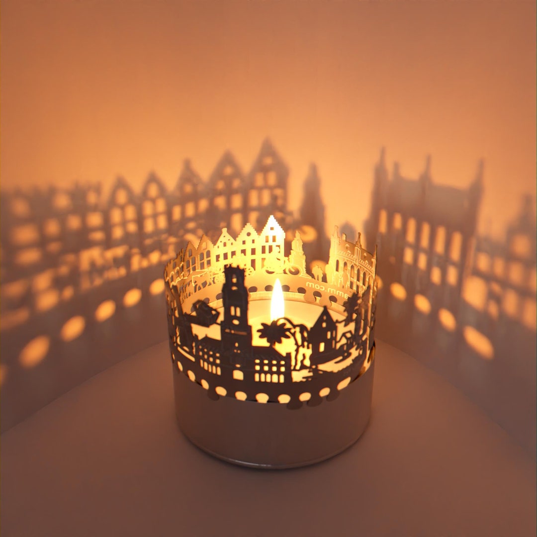 Bruges Skyline Shadow Play: Lantern Candle Attachment for Mesmerizing ...