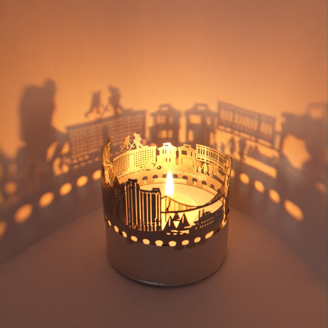 Detroit Skyline Shadow Play: Stunning Candle Attachment, Souvenir for ...