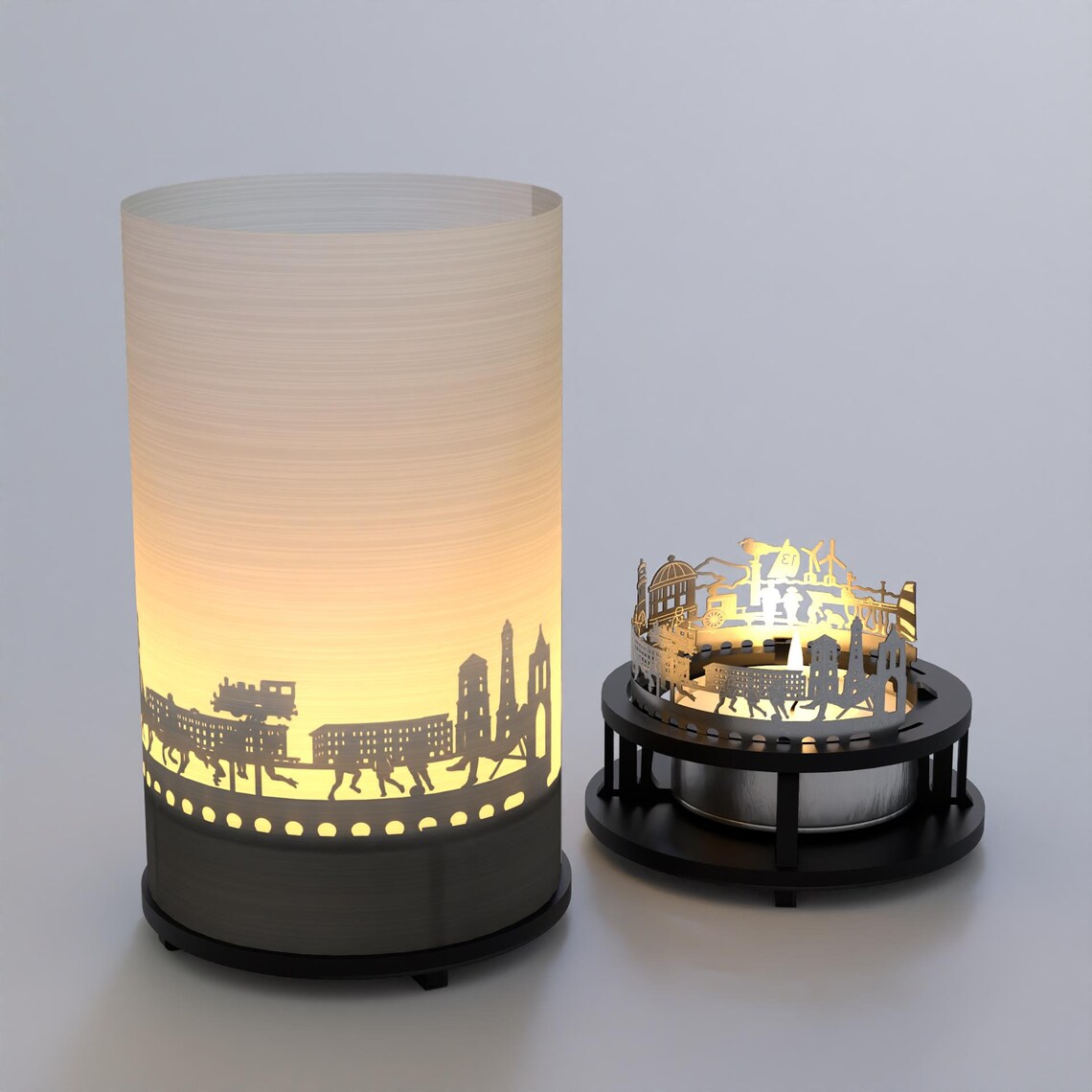 Borkum Souvenir Premium Gift Box: Skyline Motif Candle for Shadow Play ...
