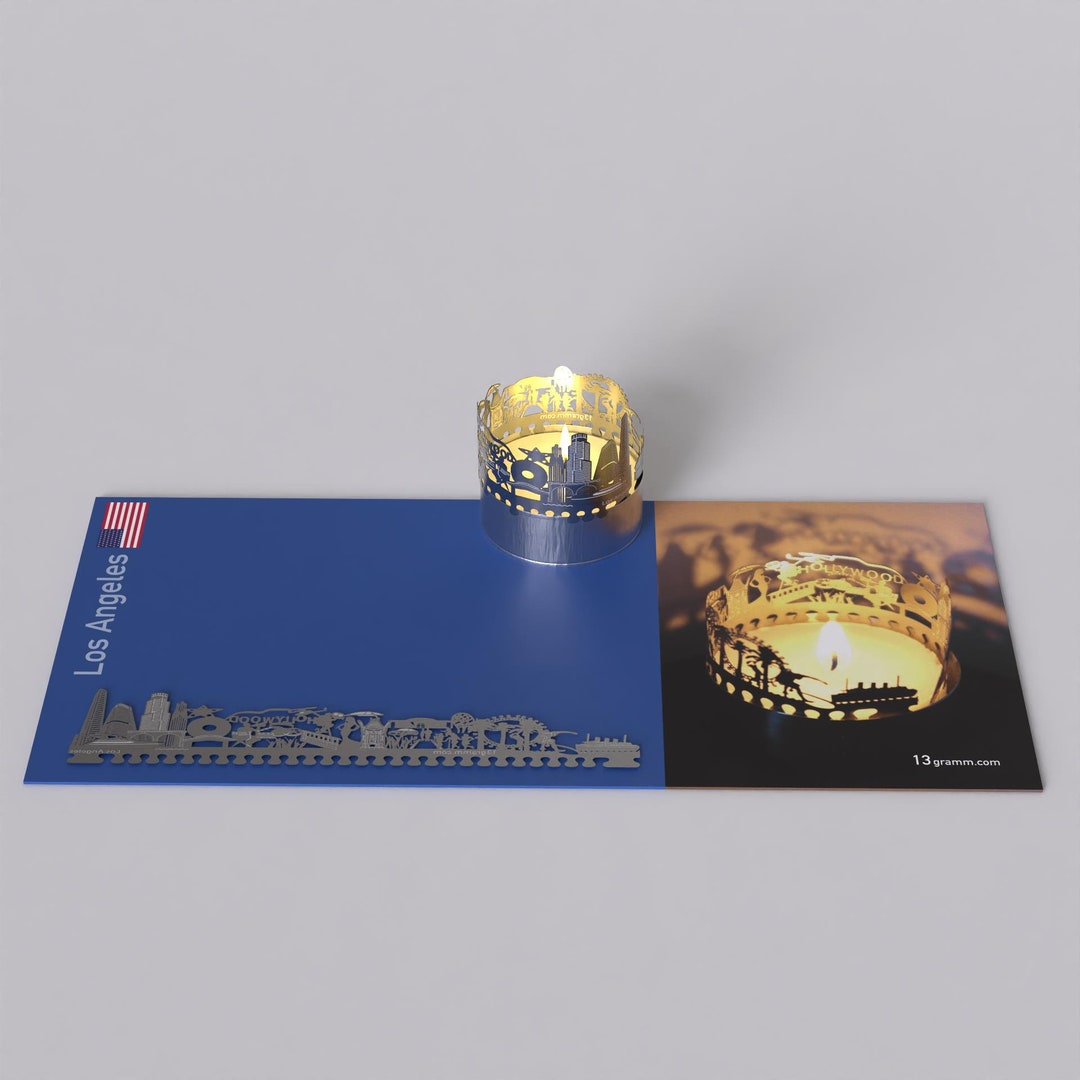 Los Angeles Skyline Shadow Play: Stunning Lantern Candle - Etsy