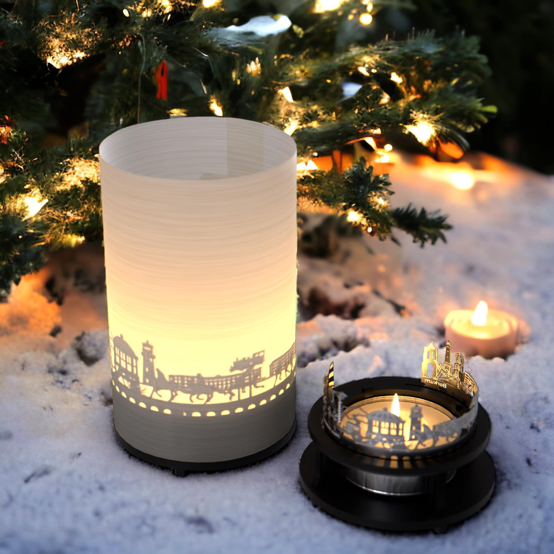 Borkum Souvenir Premium Gift Box: Skyline Motif Candle for Shadow Play ...