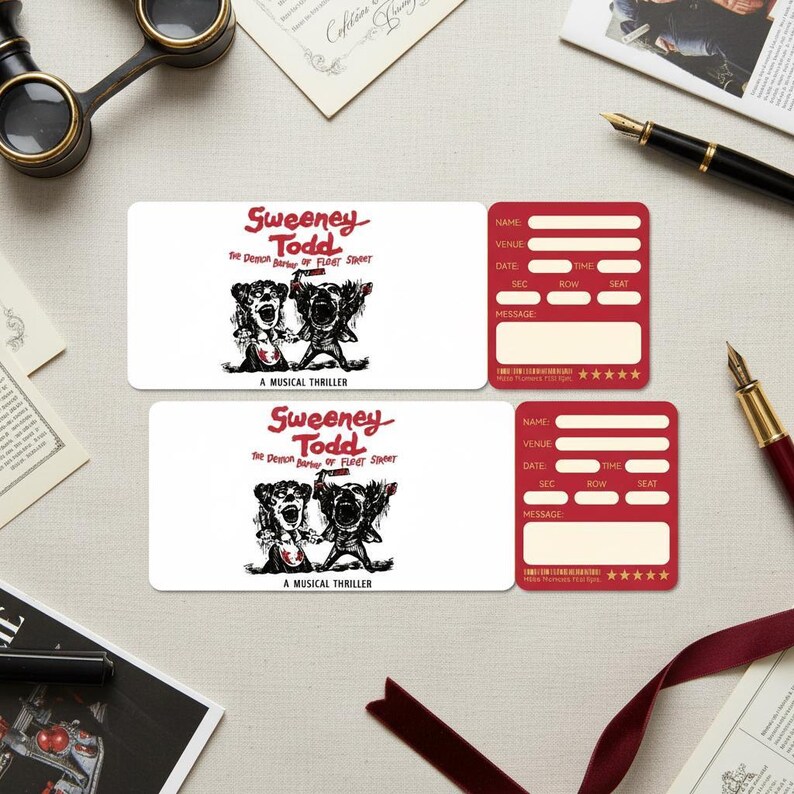 Editable SWEENEY TODD Broadway Surprise Ticket︱musical Theatre Ticket ...