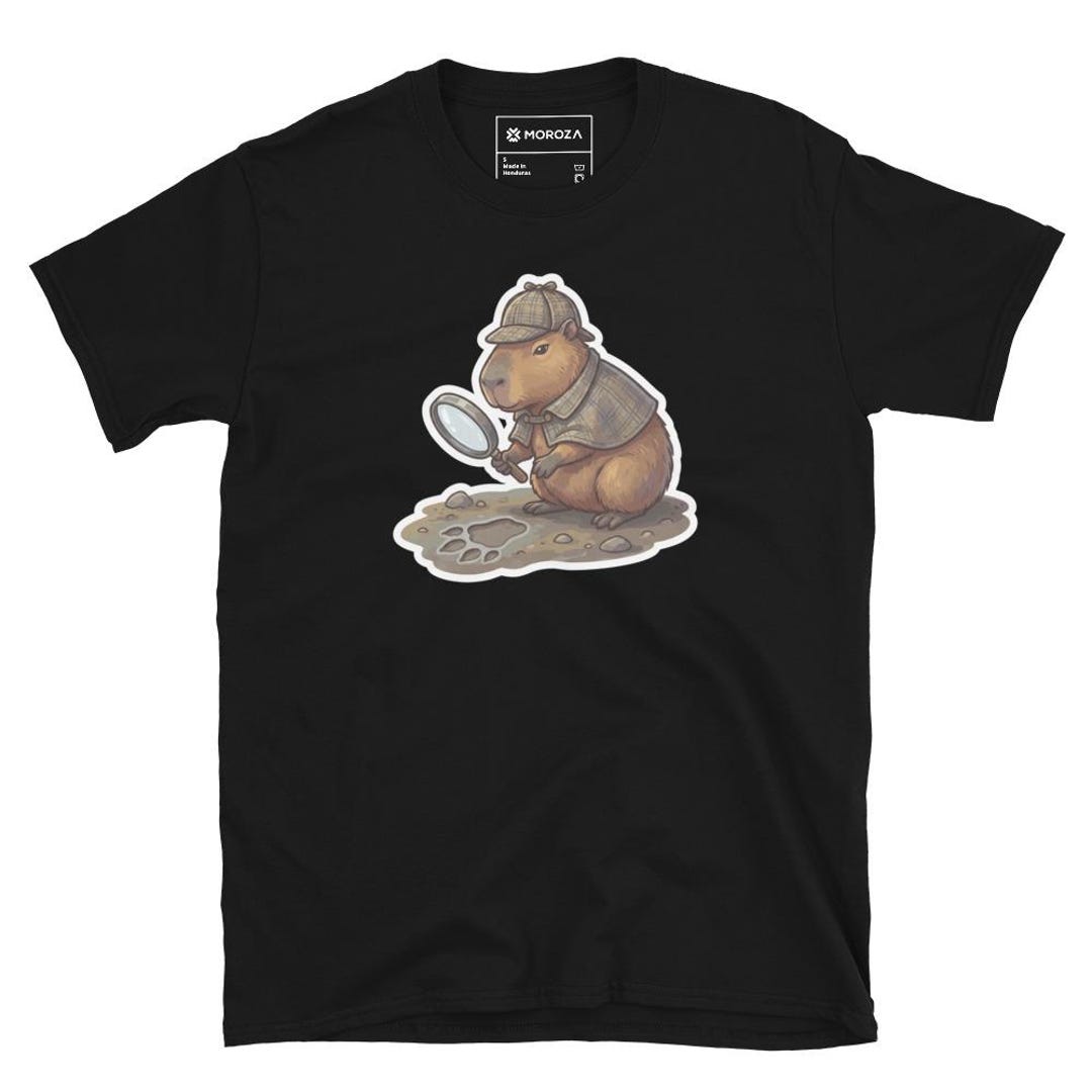 Detective Capybara T-shirt - Cute Mystery Animal Tee - Funny Sleuth ...