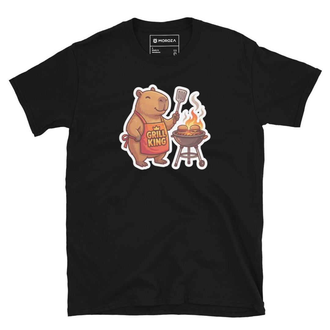BBQ Capybara Grill King T-shirt - Funny Animal Cooking Illustration ...
