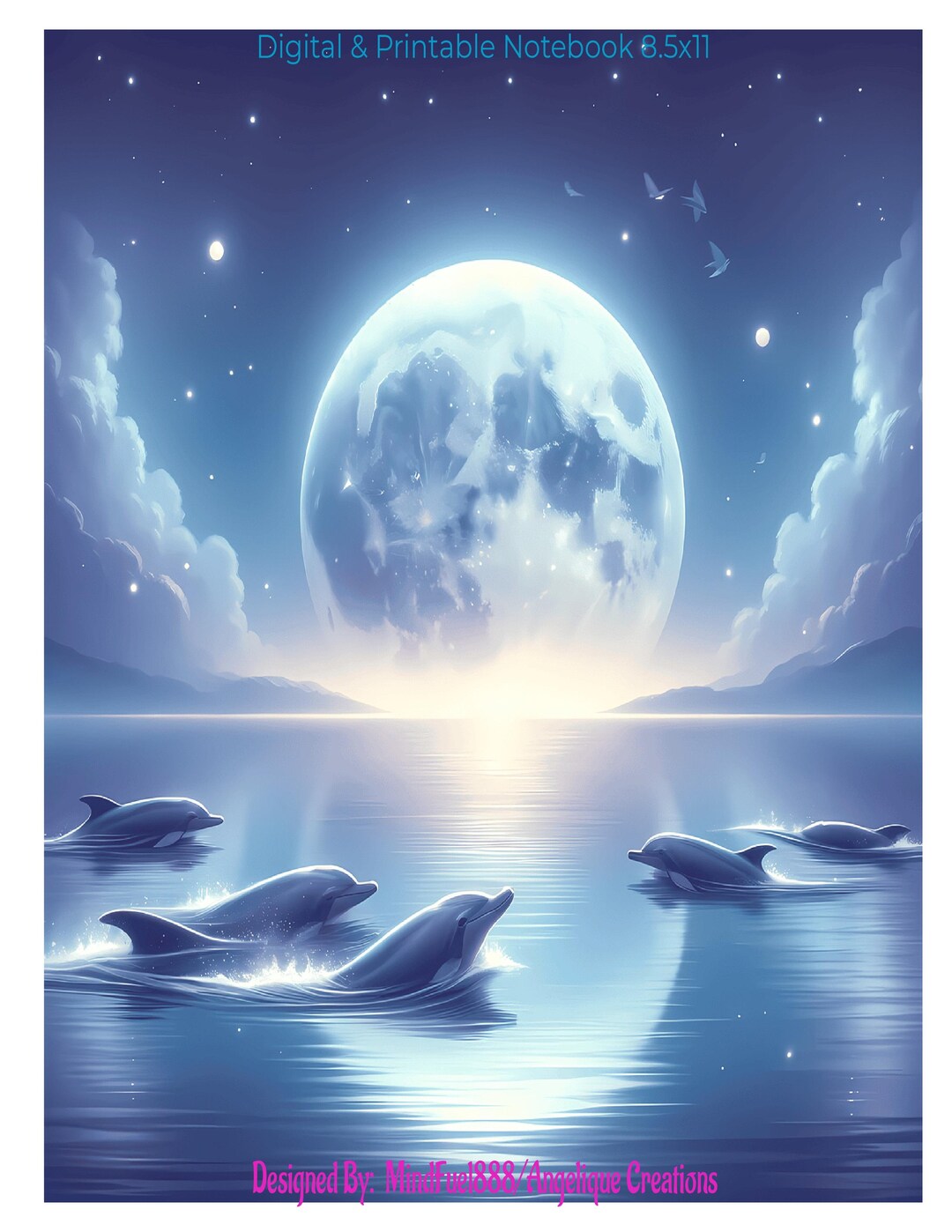 Dolphins Notebook – 100 Page Lined Notebook PDF, Ocean Animal Printable ...