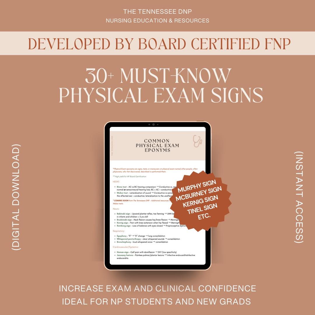 FNP Physical Exam Signs List: Nurse Practitioner Study Guide for ...