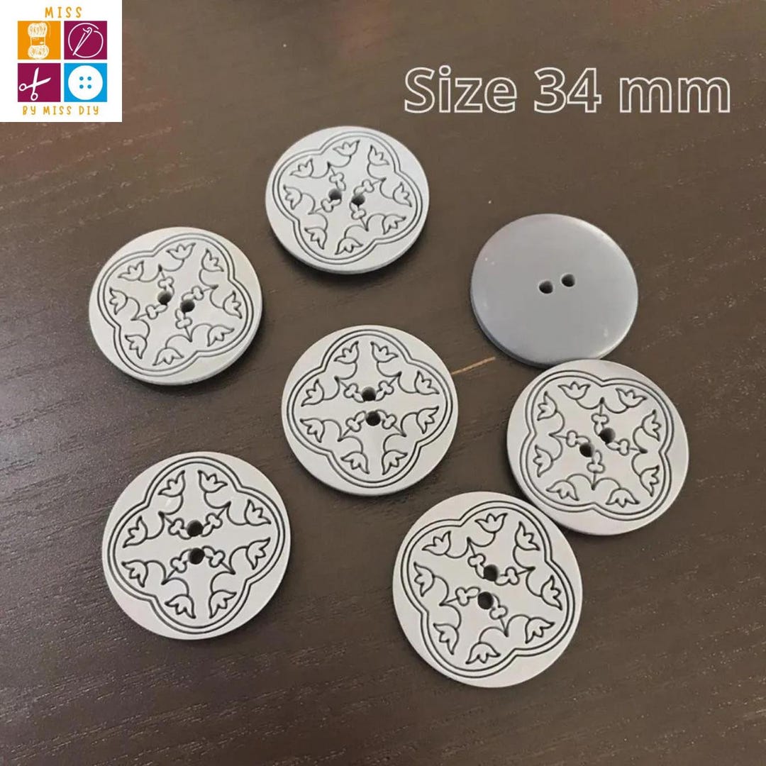 Laser-engraved Floral Buttons, 34 Mm in Size - Etsy
