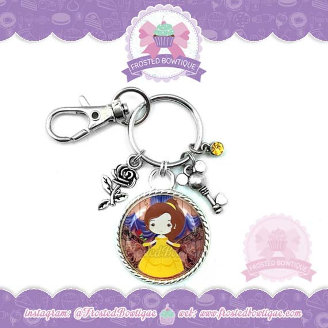 Belle, Beauty and the Beast Key Chain - Keychain Purse Charm - Etsy