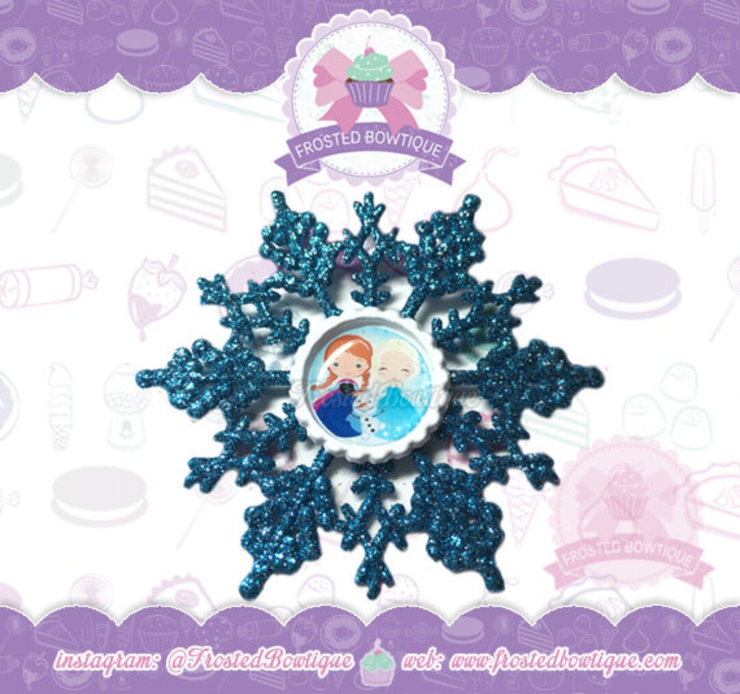 Frozen Anna, Elsa, and Olaf Glitter Snowflake - Christmas Ornament - Etsy