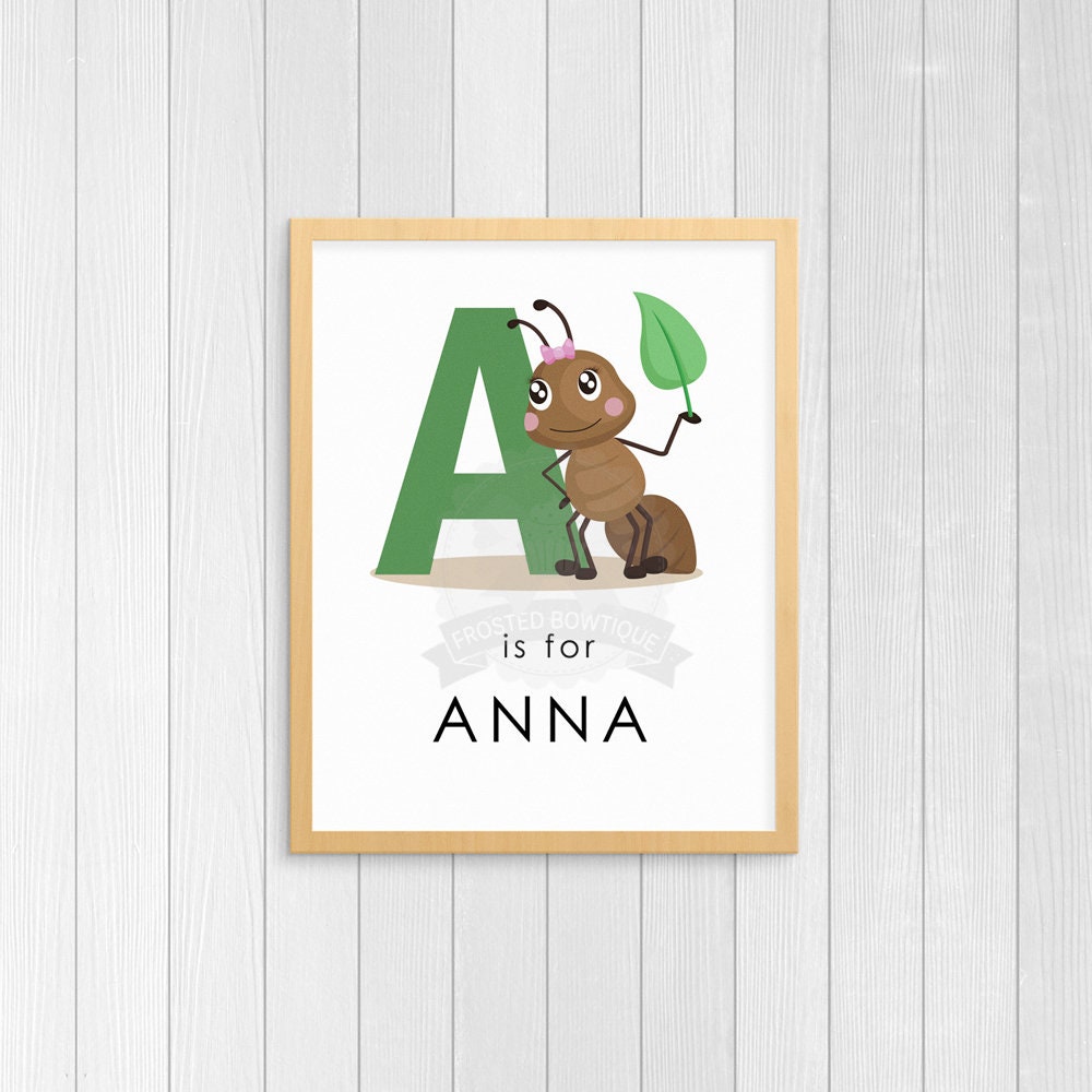 A is for Ant.. Personalized Kids Animal Wall Art Decor With - Etsy