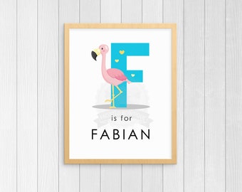 F is for Flamingo Art Print - Etsy