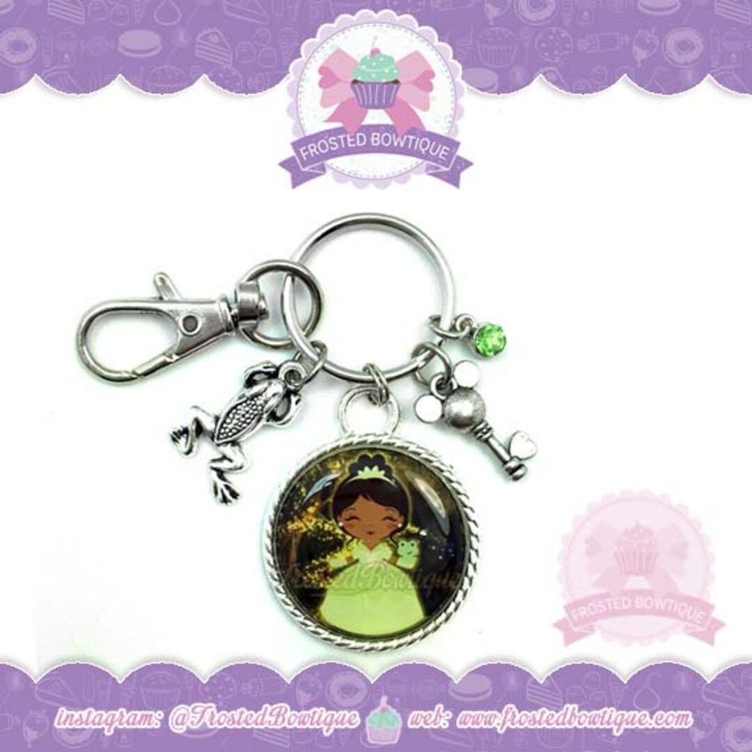 Princess Tiana and the Frog Prince Key Chain - Keychain Purse Charm - Etsy