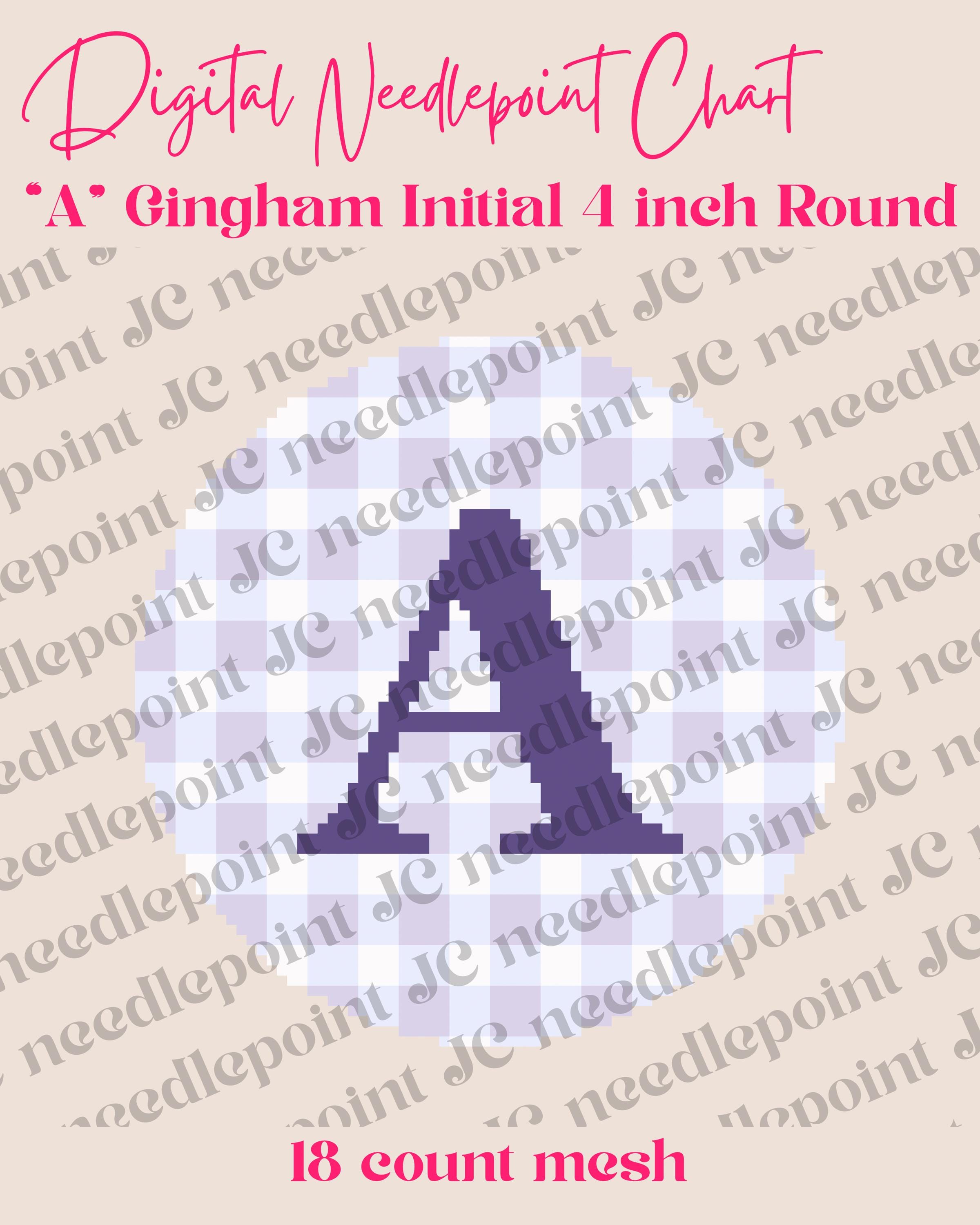 Beginner Friendly Needlepoint Charts - “A” Gingham Initial Round ...