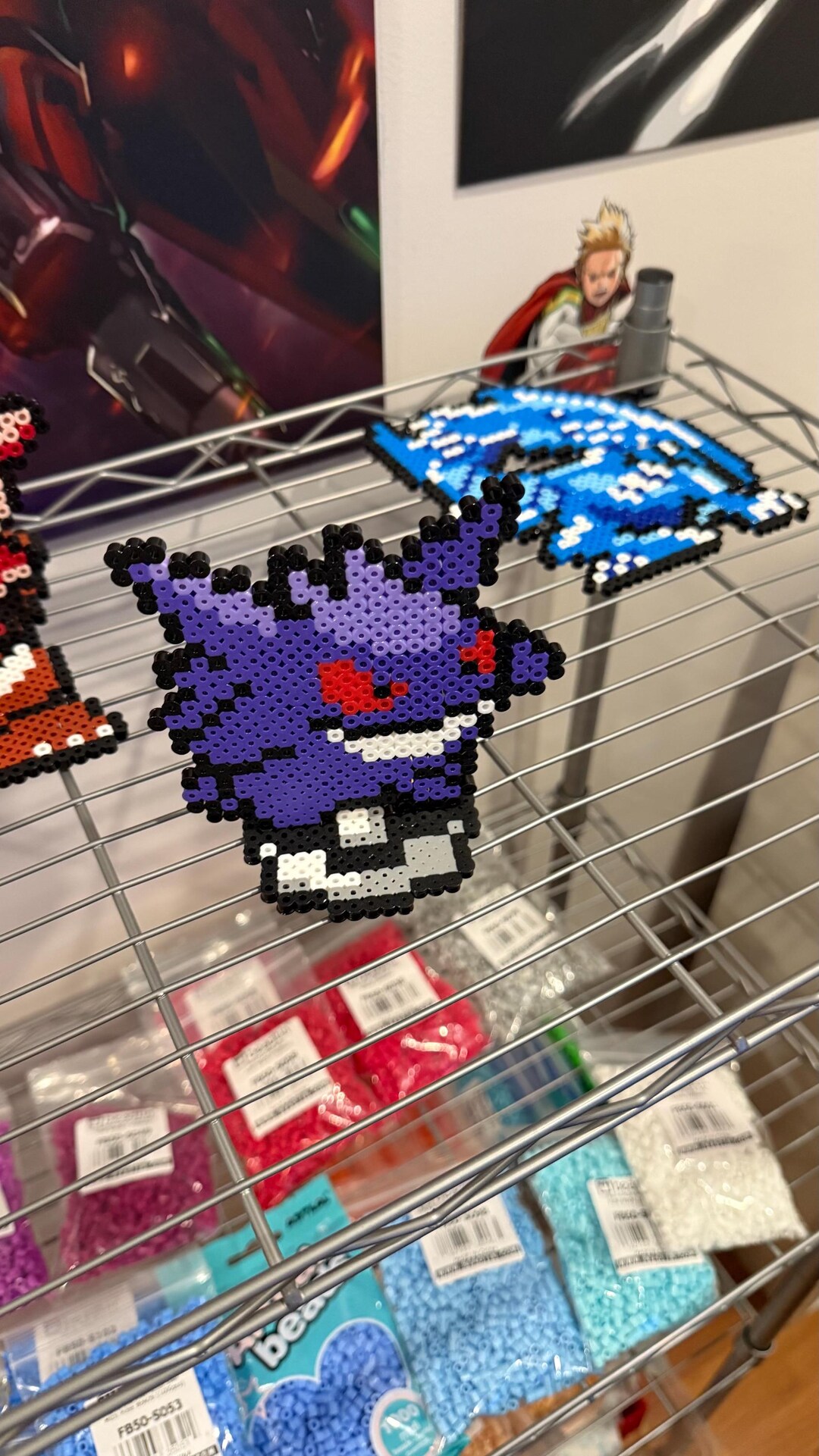 Gengar W/poke’ball Stand - Poke’mon Perler Beads | 8-bit Pixel Art - Etsy