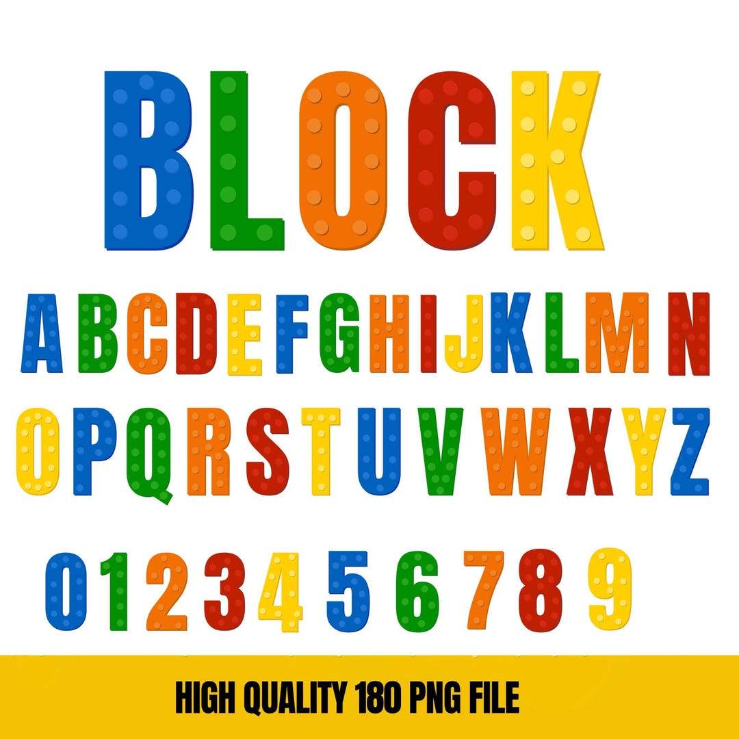 Building Block Font: 5 Color LEG Puzzle Letters (digital Download) - Etsy