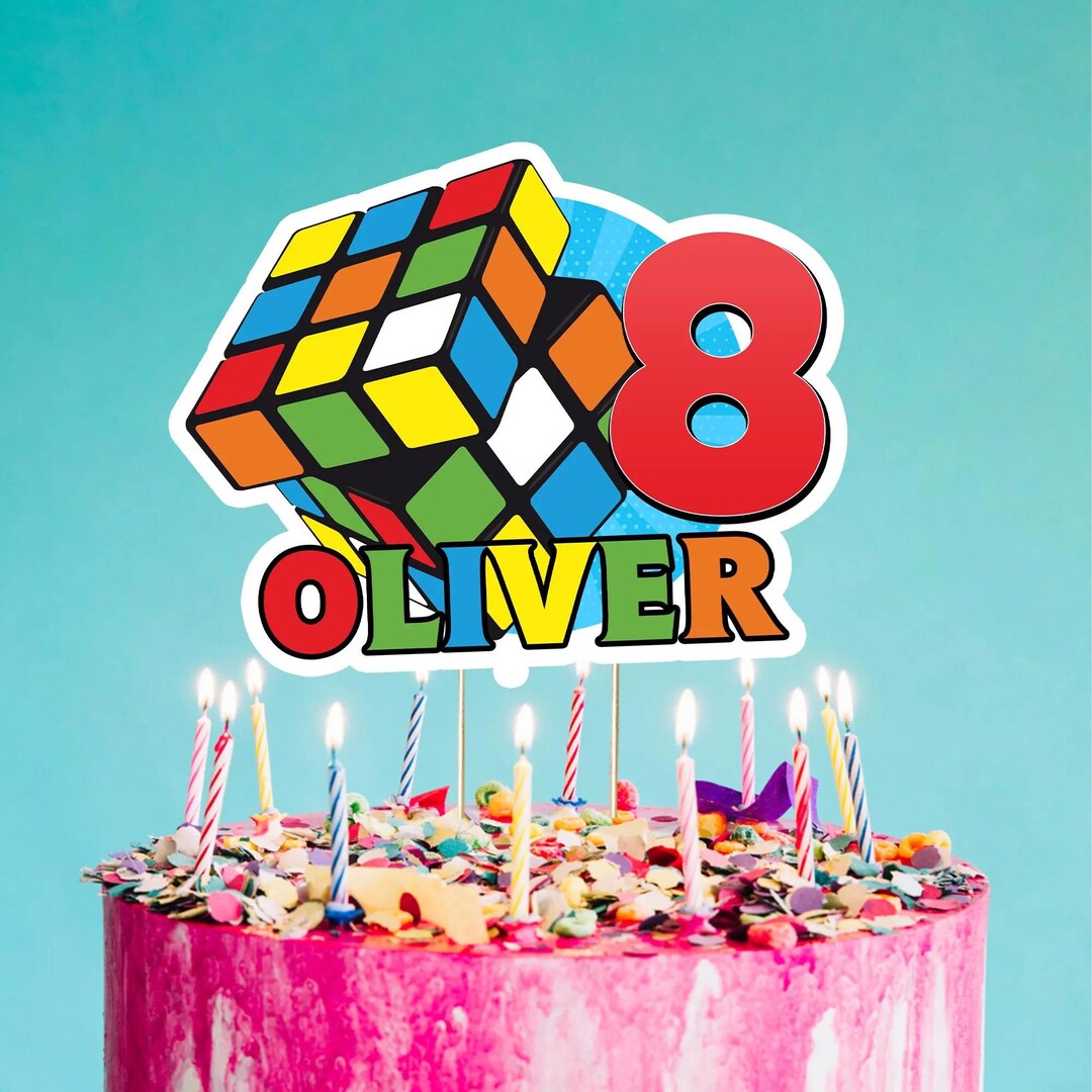 Rubik's Cube Custom Name & Age Cake Topper 7” - Etsy