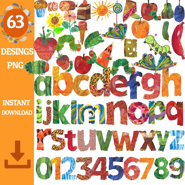 Hungry Caterpillar Alphabet Fonts - Etsy