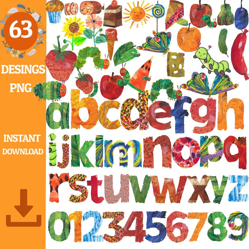 Hungry Caterpillar Alphabet Fonts - Etsy