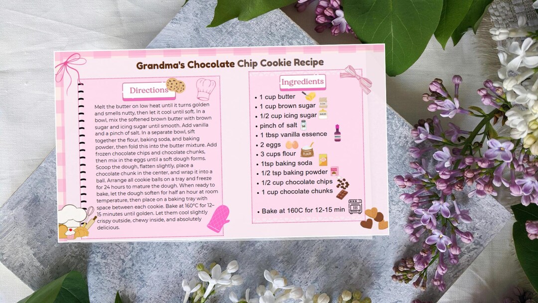 Baking Recipe Cards Set Family Recipe Collection Homemade Gift Card for ...