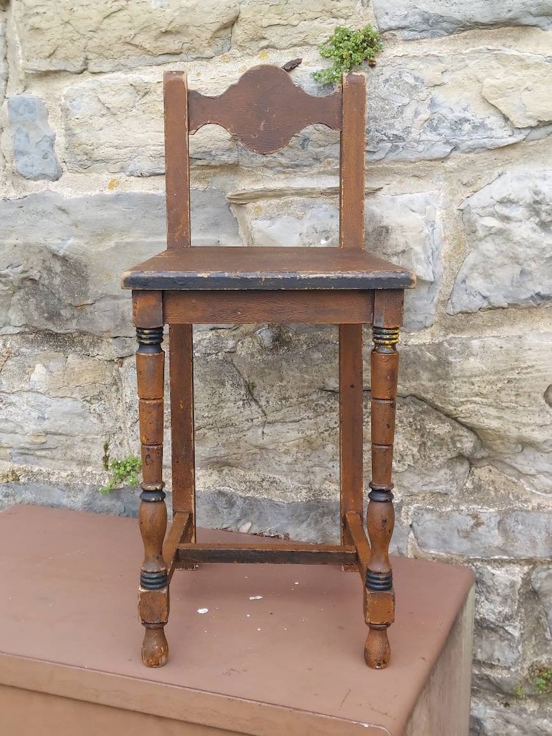 1920s Telephone Table Chair Stool or Plant Stand Distressed Crackle ...